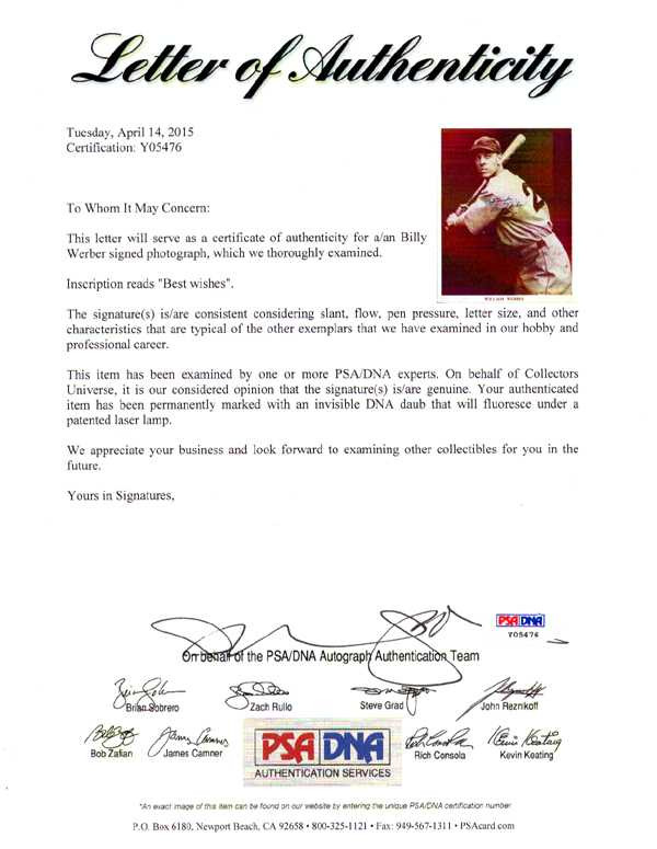 Billy Bill Werber Autographed M114 Baseball Magazine Page Photo Boston ...