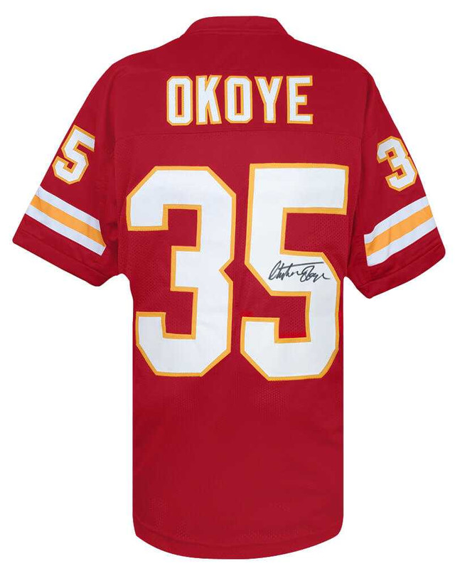Kansas City Chiefs Christian Okoye Signed Red Custom Football Jersey