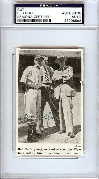 Red Rolfe Autographed 2.5x4 Newspaper Page Photo Detroit Tigers PSA/DNA ...