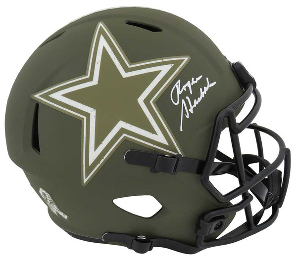 Roger Staubach Signed Dallas Cowboys Salute to Service Riddell Full ...