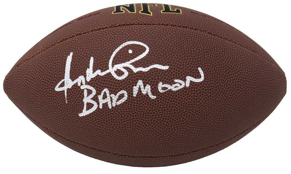 Andre Rison Signed Wilson Super Grip Full-Size Football w/Bad Moon ...