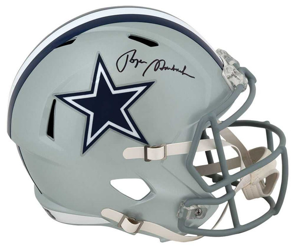 Roger Staubach Signed Cowboys Riddell Full Size Speed Replica Helmet ...