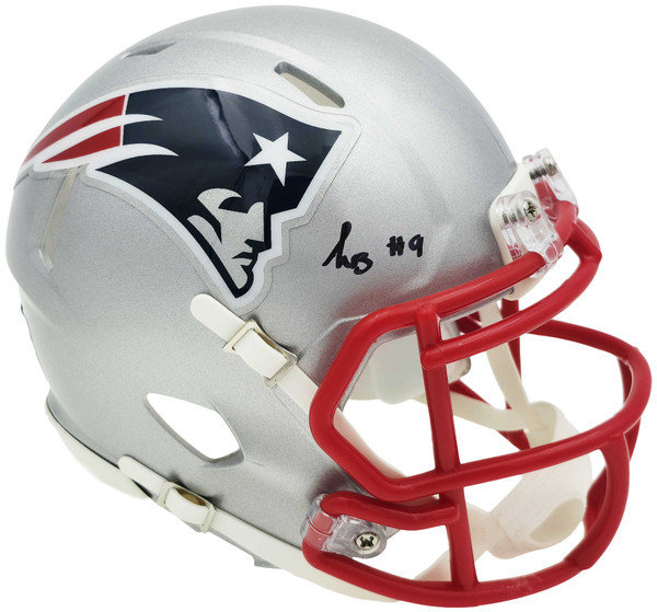 Kayshon Boutte Autographed Patriots Silver Speed Mini Helmet BAS