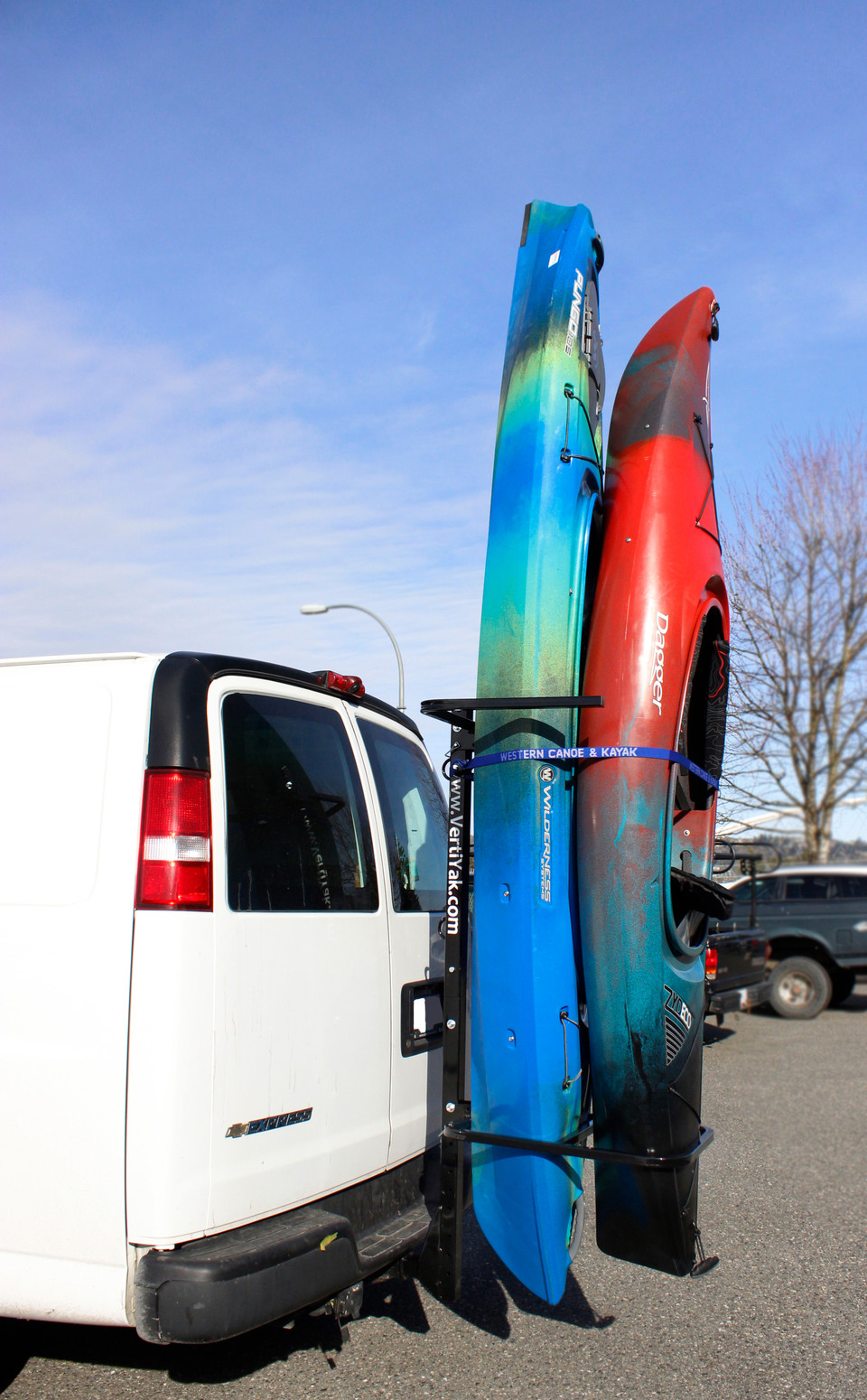 VertiYak Hitch Mounted Kayak Rack | Western Canoe Kayak