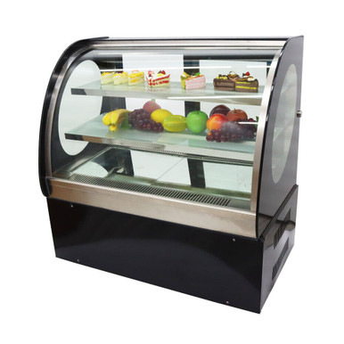 Curved Glass Refrigerated Cake Display - 220V Floor Model