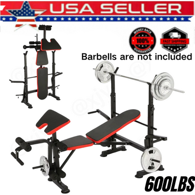Foldable Olympic Weight Bench with Adjustable Incline, 600/900lbs