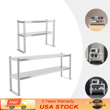 30-Inch Stainless Steel Double Overshelf for Kitchen Prep Tables