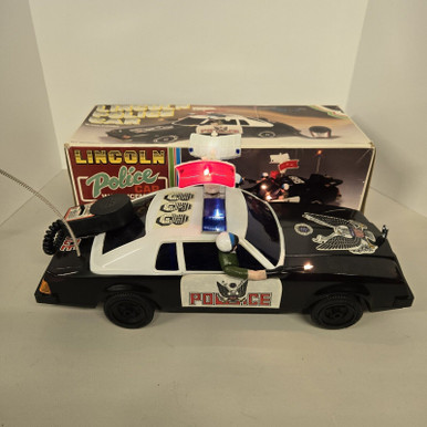Vintage Lincoln Police Car with Policemen & Original Box - Functions!