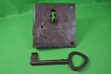 Rare 18th Century Spanish Lock & Key - Heavy Forged Antique!