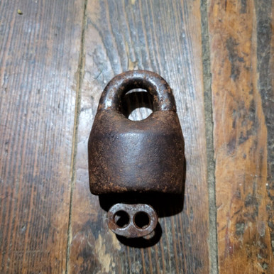Antique 1800s Scandinavian Padlock & Key - Star Lock Works, Phila.