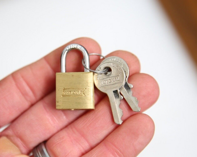 Antique National Padlock & Key - Vintage Small Lock for Display