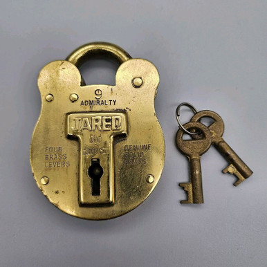 Antique Solid Brass Vintage Lock - Admiralty 9 Jared Old English