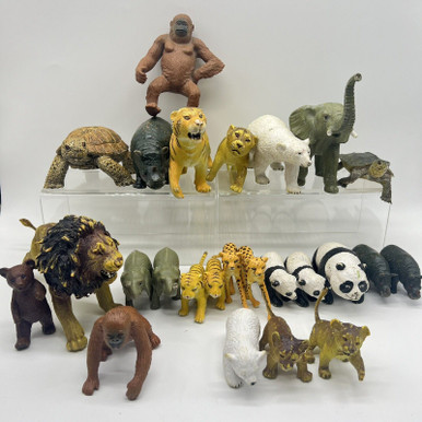 Vintage Lot of 25 Heavy Rubber Zoo Animals: Elephants & Turtles