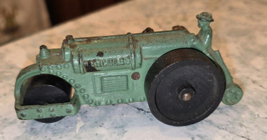 Vintage Cast Iron Hercules Steam Roller Toy with Wooden Wheels