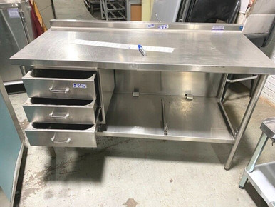 60 Stainless Steel Table With Drawers For Commercial Use