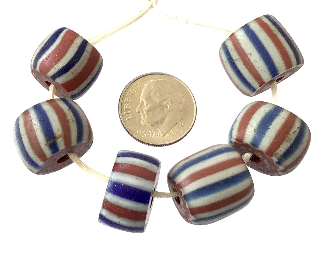 6 Set of Rare Antique Chevron and Venetian African Glass Trade beads