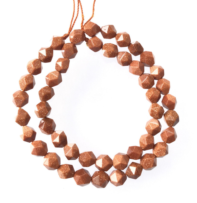 7mm Faceted Goldstone Gemstone Beads