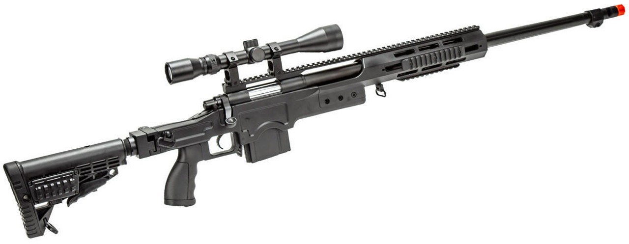 WellFire MB4412 Bolt Action Airsoft Sniper Rifle w/ Scope, Black ...