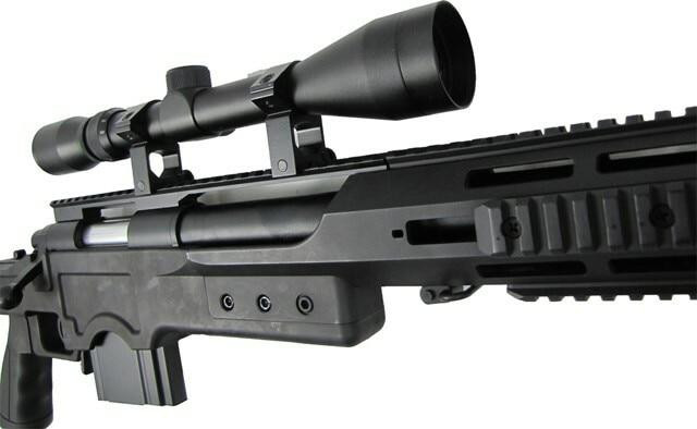WELL Airsoft Spring EBR Sniper Rifle with Folding Stock, Scope, Bipod ...