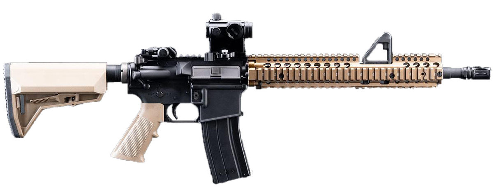 EMG / Daniel Defense Licensed M4A1 SOPMOD Block II Gas Blowback Airsoft Rifle, Two-Tone Tan ...