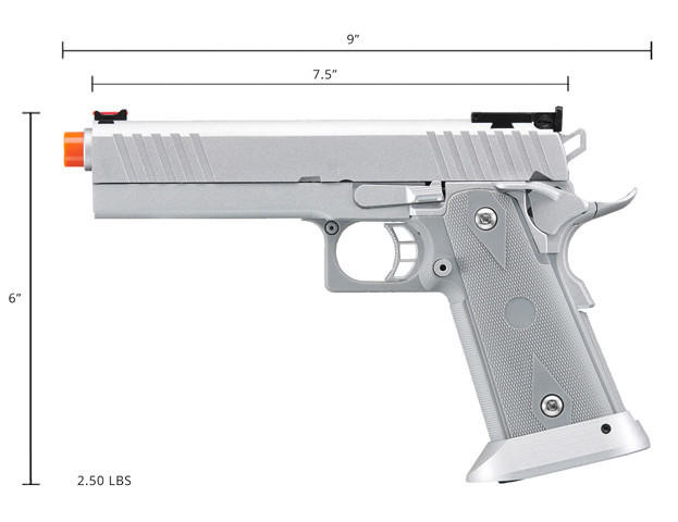 Army Armament R609 1911 Gas Blowback Airsoft Pistol, Silver | Airsoft ...