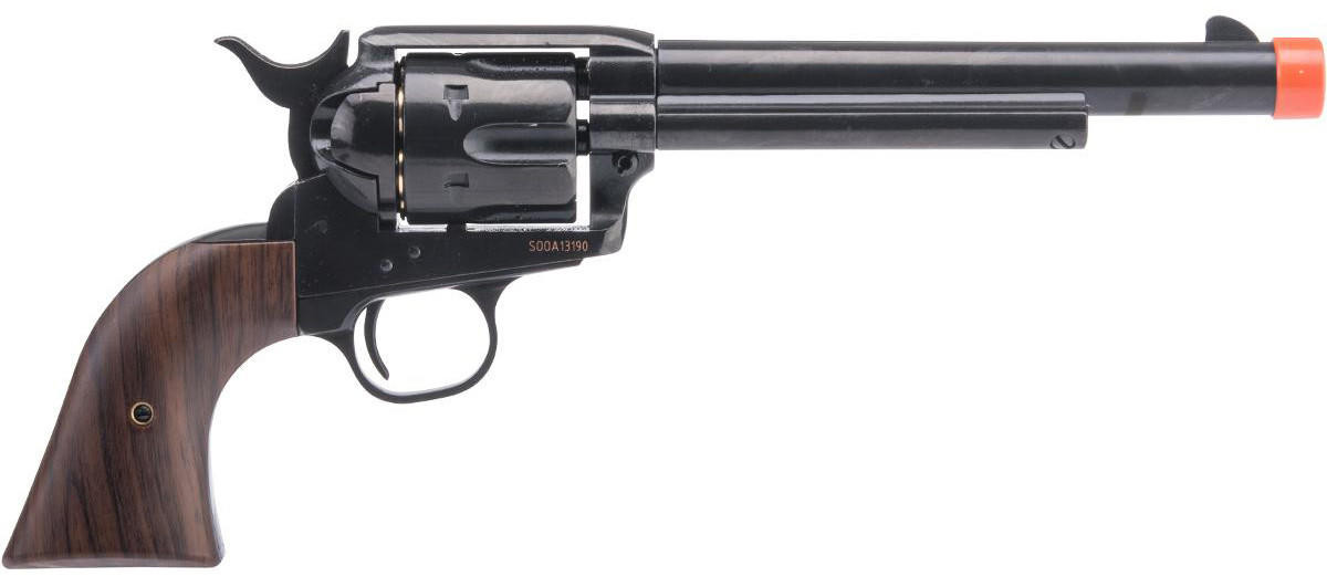 Colt SAA .45 Style Peacemaker Cavalry Barrel Gas Airsoft Revolver ...