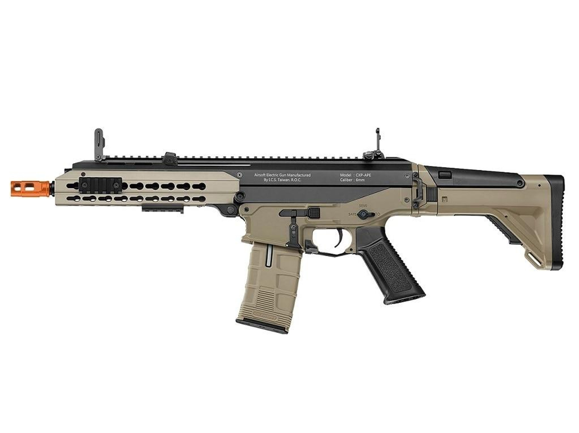 ICS CXP-APE Keymod ACR CQB Style Metal AEG Airsoft Rifle, Tan/Black Two ...