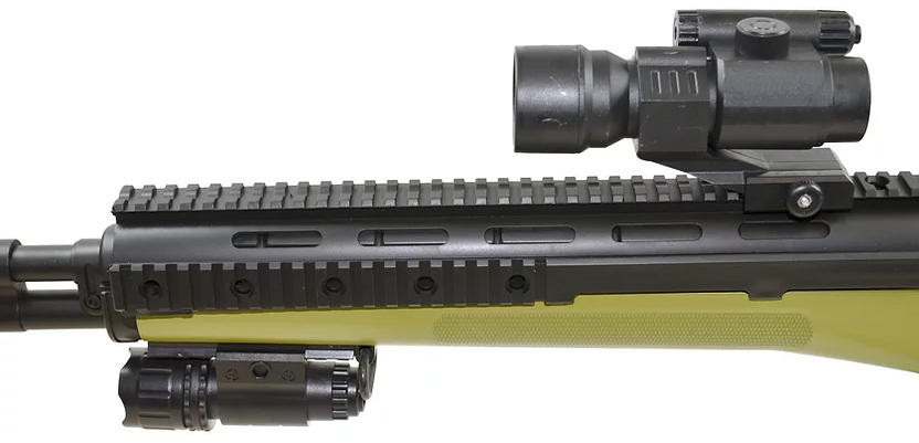 AGM M14 SoCom Spring Airsoft Rifle w/ Red Dot Scope & Flashlight, Green ...
