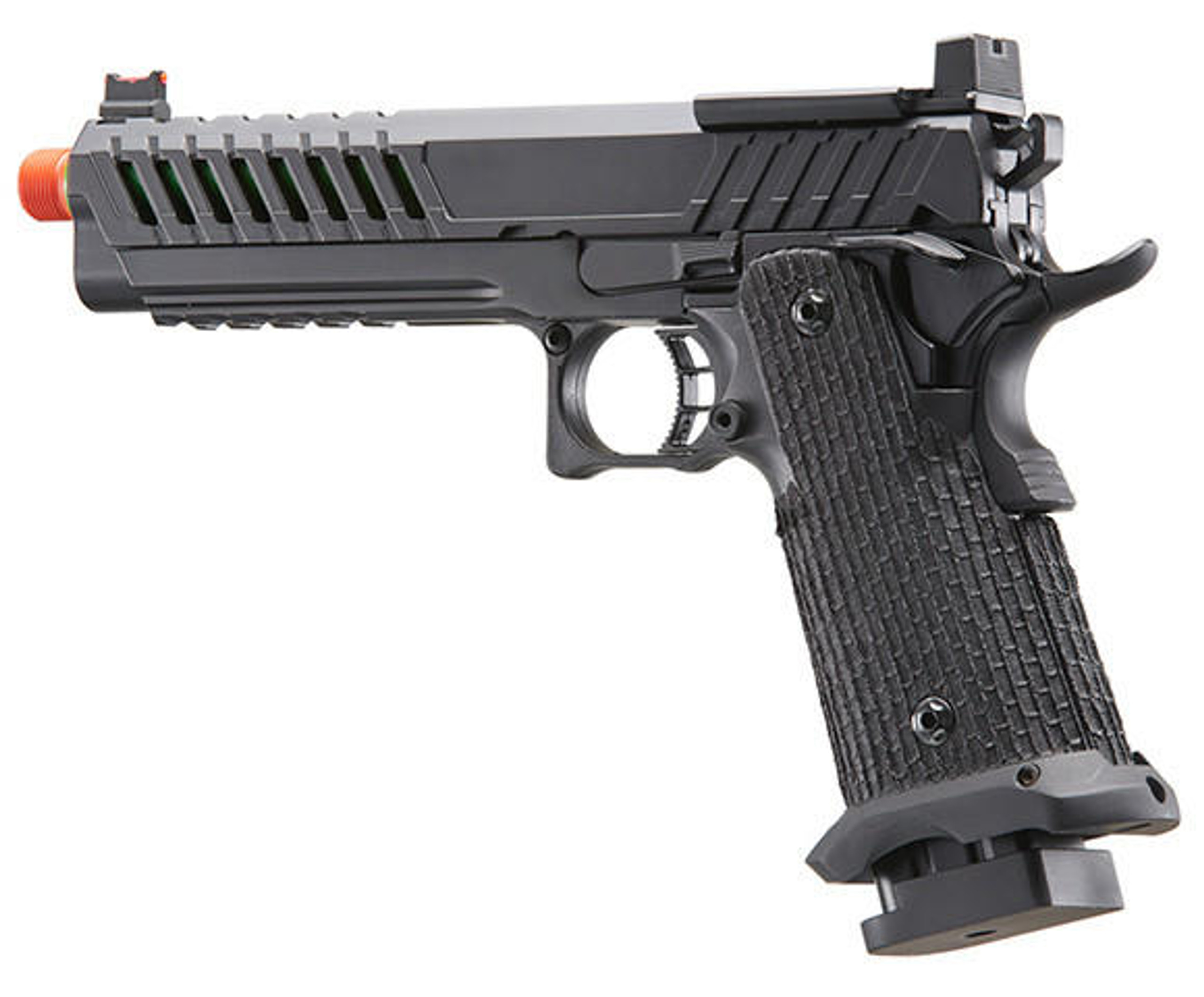 Lancer Tactical Knightshade Hi-Capa Gas Blowback Airsoft Pistol w/ Red Dot Mount, Black/Green ...