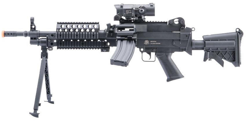 Cybergun FN Herstal M249 Featherweight Airsoft Machine Gun, Black ...