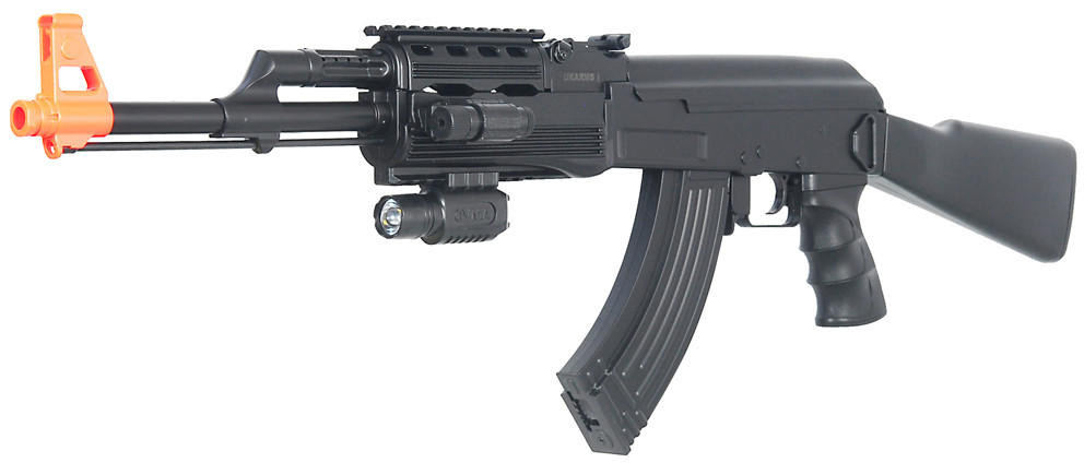 CYMA Tactical AK47 AEG Airsoft Rifle Package w/ Plastic Gear, Black ...