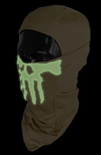 Lancer Tactical Ghost Balaclava, Tan w/ Glow in the Dark Skull Design
