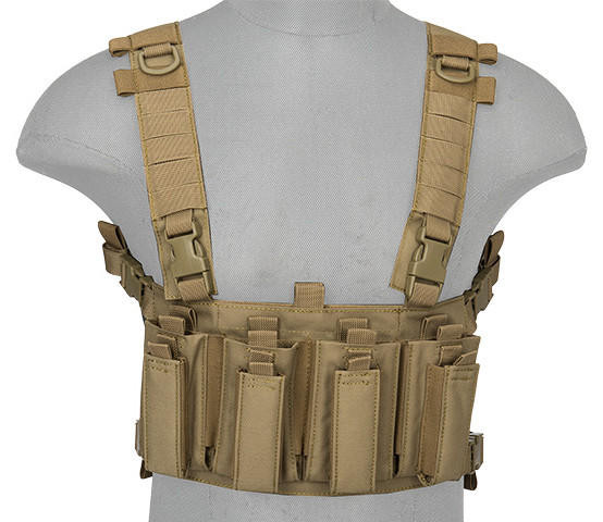 Lancer Tactical 1000D Nylon Quad M4 And Pistol Mag Chest Rig, Tan ...