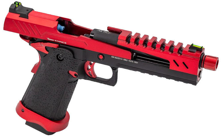 Vorsk 5.1 Split Slide Gas Powered Hi-Capa Airsoft Pistol, Red/Black ...