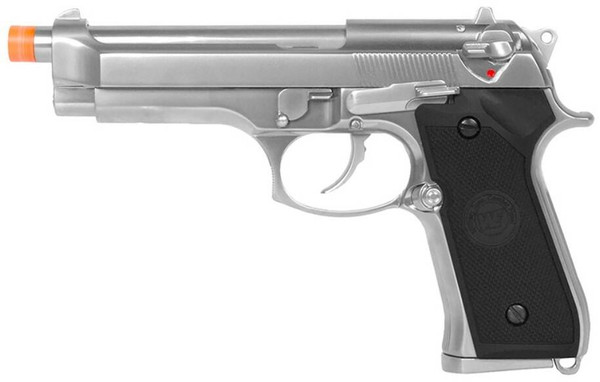 WE Tech Airsoft Full Metal M9 Tactical Gas Blowback Pistol, Silver ...
