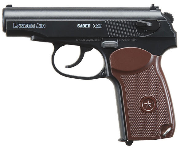 Lancer Air Saber XMK CO2 .177 Cal Airgun Pistol, Black/Brown | Airsoft ...