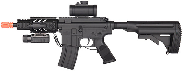 DE M4 CQC Fully Automatic Electric AEG Airsoft Rifle w/ Flashlight ...