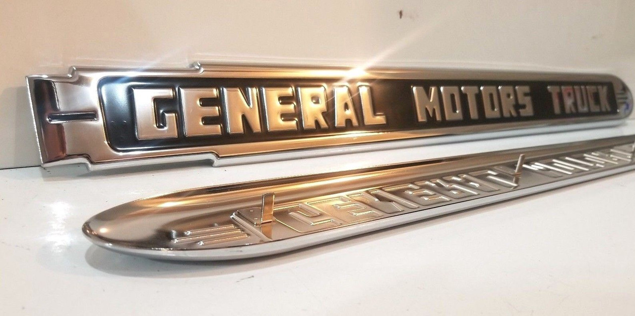 GMC General Motors Corporation Truck Hood Bonnet Side Emblem Set 1938 ...