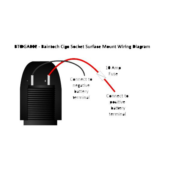 Baintech Single Surface Mount Ciga Socket - Black (BTCIGA-002R) | Boat Warehouse Australia