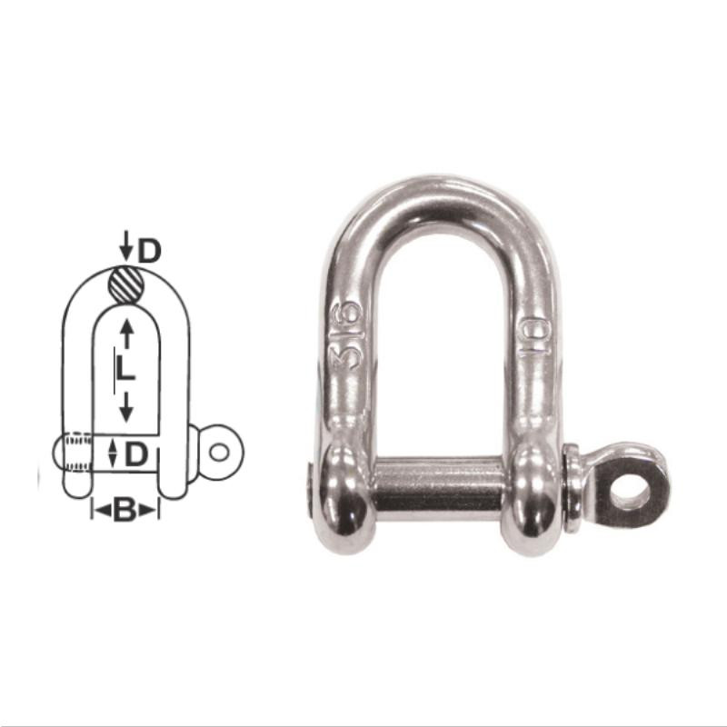 Sinox Marine Shackles - Standard Stainless Dee (RWB2595 RWB2596 RWB2597 ...