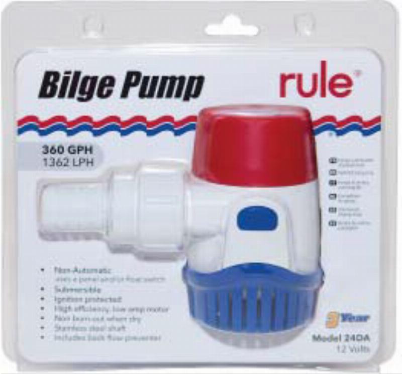 Rule Bilge Pumps - 500GPH Bilge Pump - Non-Automatic (RWB801 RWB802 ...