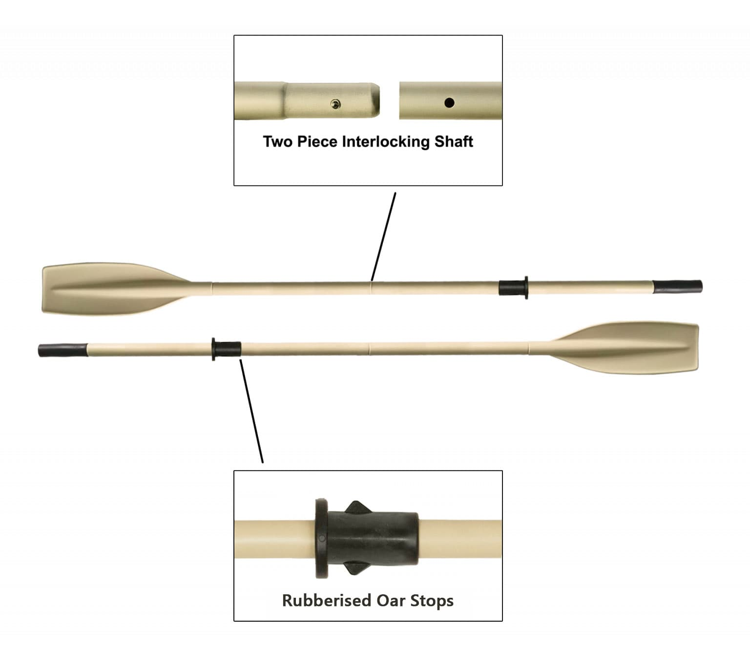 Oceansouth 2 Piece Oars - Split Shaft & Oar Stops (Pair) (PA410) | Boat ...