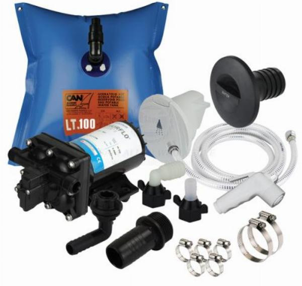 Shurflo Aqua King Fresh Water Kit - 100 Litre Flex Tank & Plastic ...