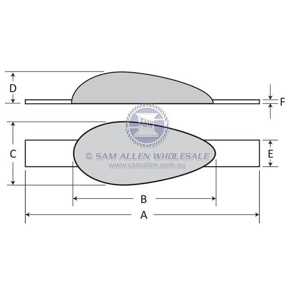 Zinc Tear Drop Anode With Stud | Boat Warehouse Australia