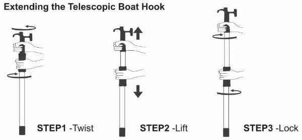 Tenob Marine Products Long Telescopic Boat Hook (RWB293) | Boat Warehouse