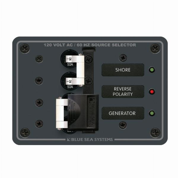 Blue Sea AC Toggle Source Selector 120V AC 50A (8061) | Boat Warehouse Australia