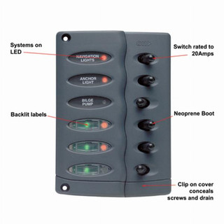 BEP Waterproof Panel with 6 Switches (206014) | Boat Warehouse Australia