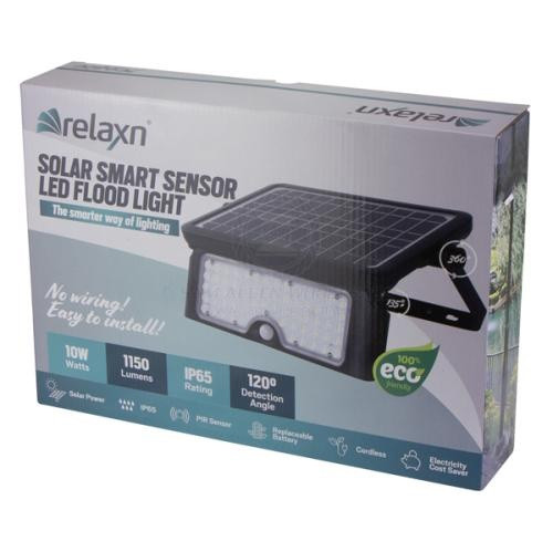 RELAXN Solar Smart Sensor LED Folding Flood Light - 10 Watts (709420 ...