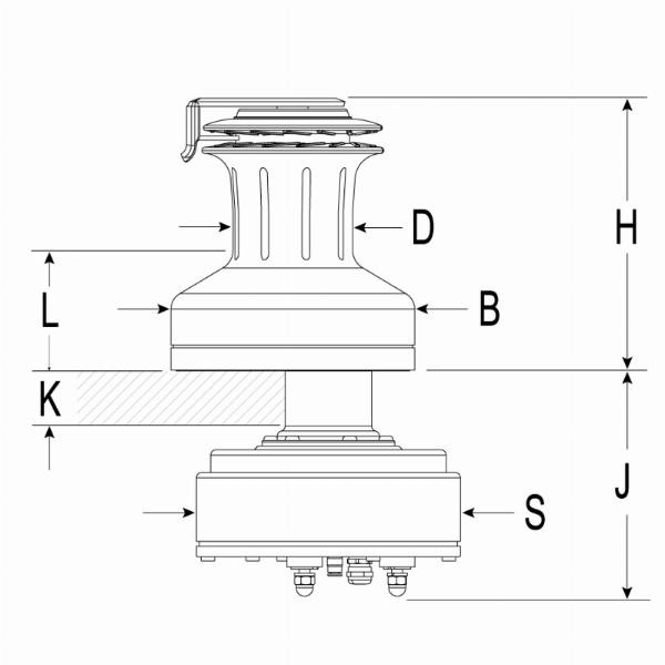 Andersen 50ST Full Stainless Self-Tailing Winch with Compact Below Deck ...