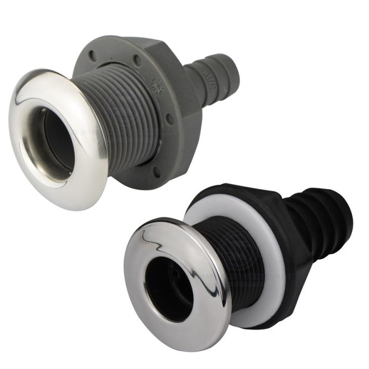 Nylon Skin Fittings With Tail, Stainless Steel Trim | Boat Warehouse